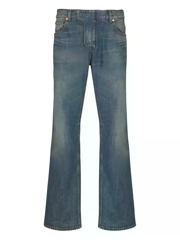 Balmain Washed-effect Straight-leg Jeans - Blue