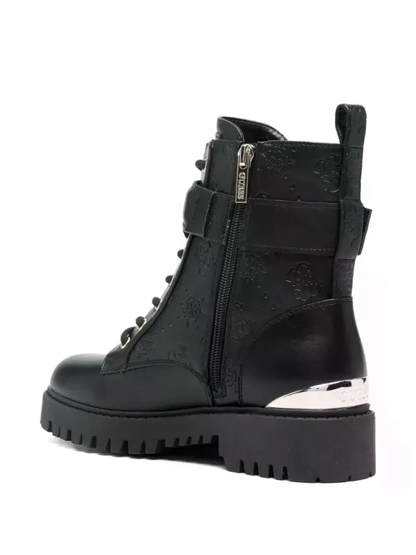 Guess 40mm Oranda 4g Peony Logo-debossed Combat Boots - Black