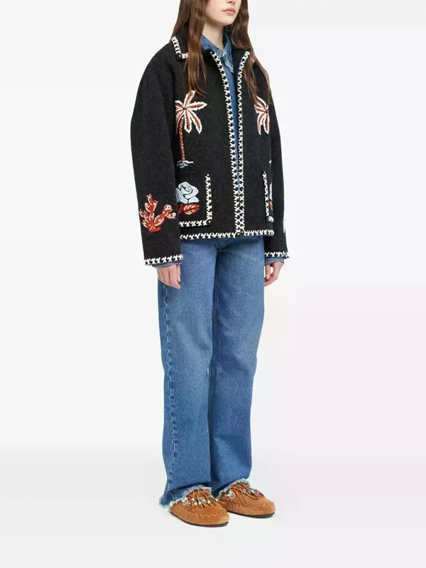 Alanui Embroidered Palm Tree Jacket - Grey
