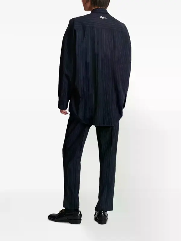 Balmain Pinstripe Emblem Shirt