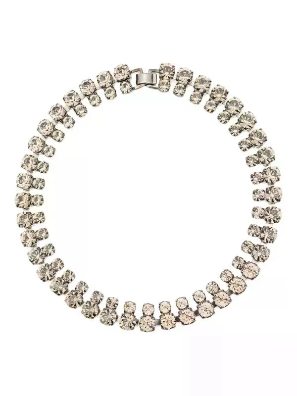 HELENE ZUBELDIA Tone Crystal Embellished Necklace - Silver