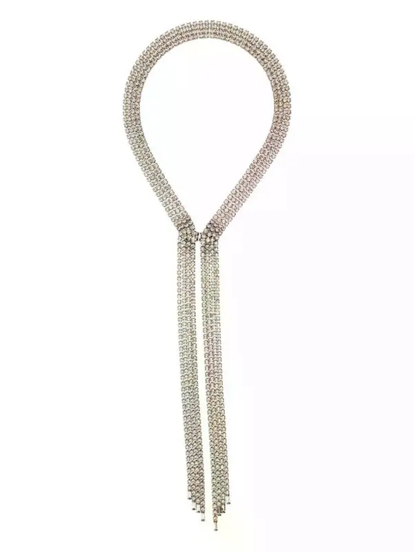 HELENE ZUBELDIA Tone Crystal Tassel Y-necklace - Silver