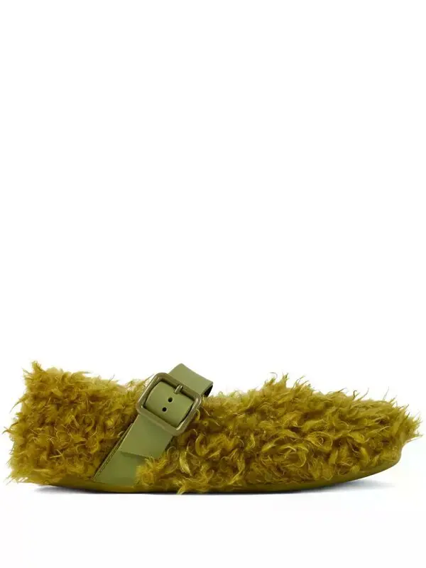 Camper Wabi Furry Buckle Flat Pumps