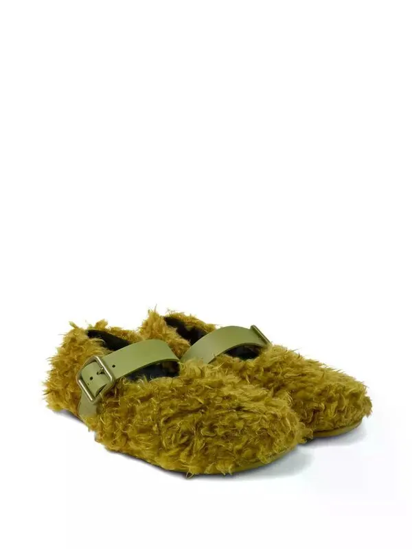 Camper Wabi Furry Buckle Flat Pumps