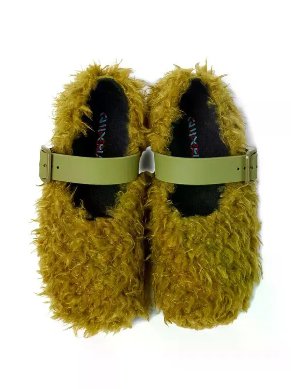 Camper Wabi Furry Buckle Flat Pumps