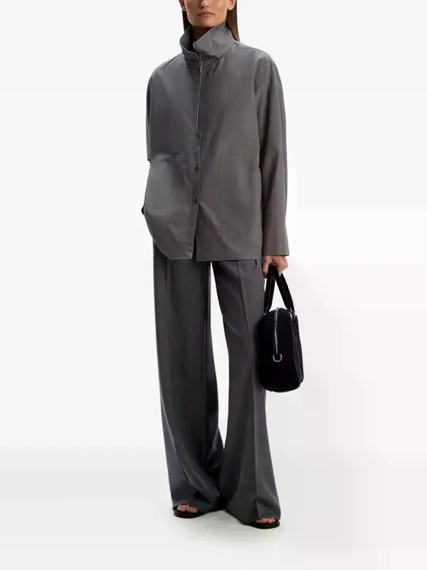12 STOREEZ Elasticated Waist Wool Trousers - Grey