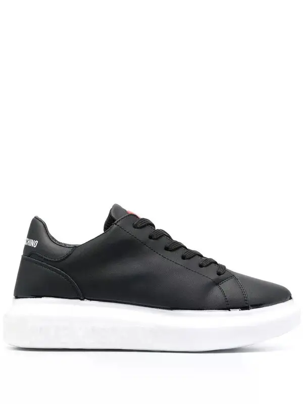 Moschino Calf Leather Low Top Sneakers - Black