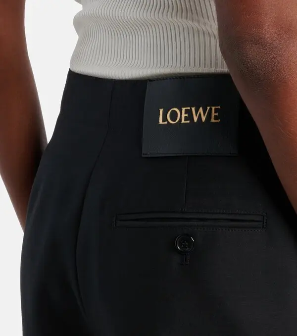 Loewe Gathered Wool And Silk Wide-leg Trousers
