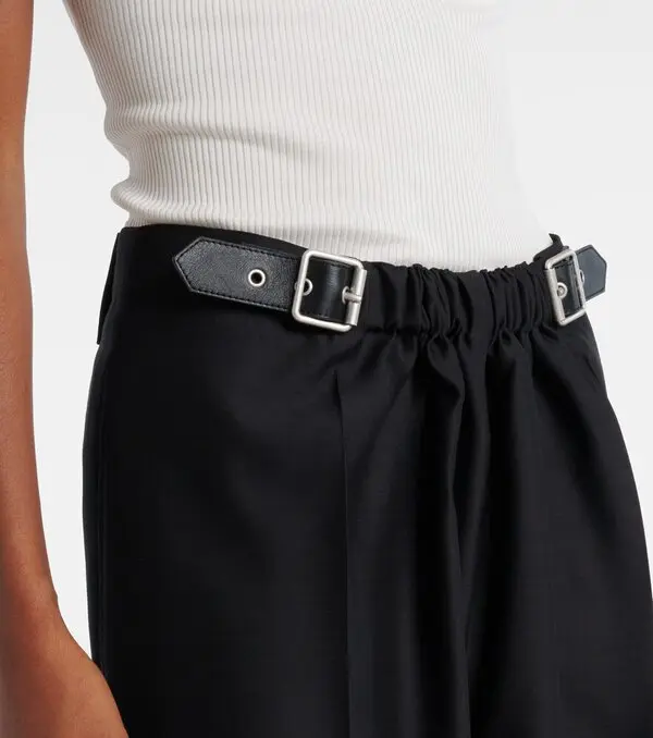 Loewe Gathered Wool And Silk Wide-leg Trousers