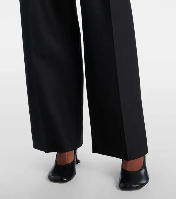 Loewe Gathered Wool And Silk Wide-leg Trousers