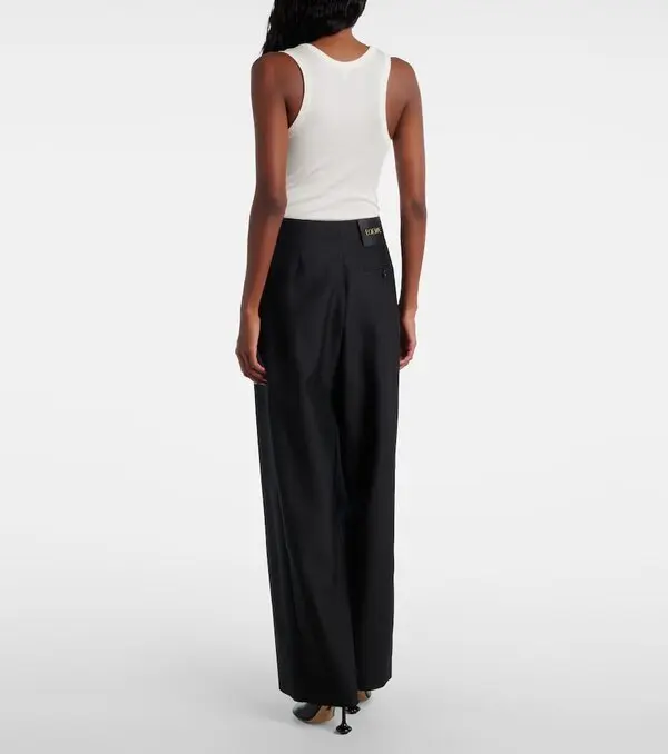 Loewe Gathered Wool And Silk Wide-leg Trousers