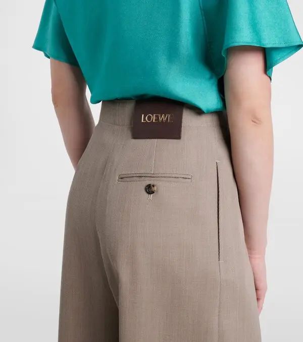Loewe Gathered Wool Wide-leg Trousers