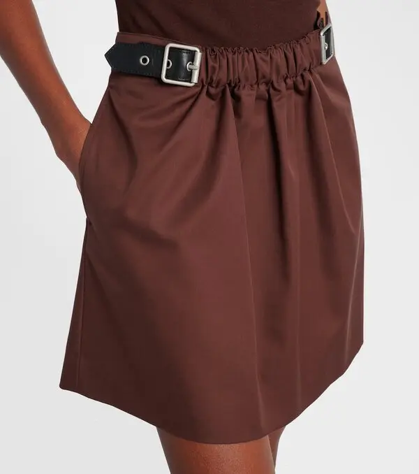 Loewe Belted Cotton And Silk Twill Mini Skirt