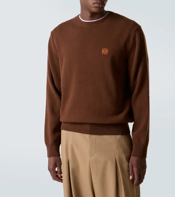 Loewe Anagram Wool Crewneck Sweater - Brown