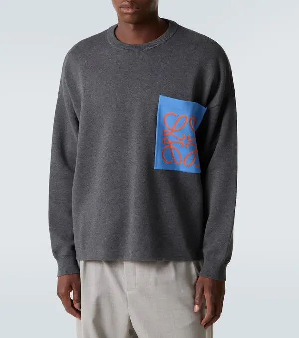 Loewe Anagram Pocket Crewneck Sweater - Grey