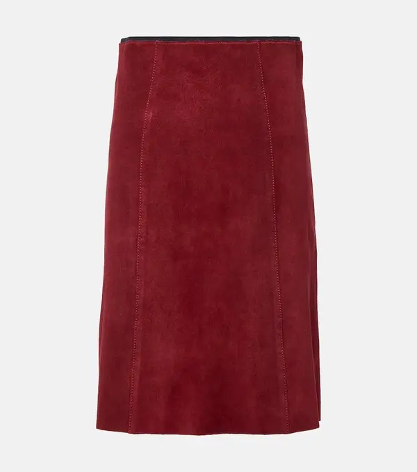 JOSEPH Suede Midi Skirt - Red