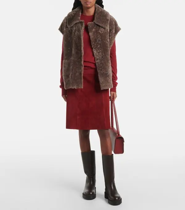 JOSEPH Suede Midi Skirt