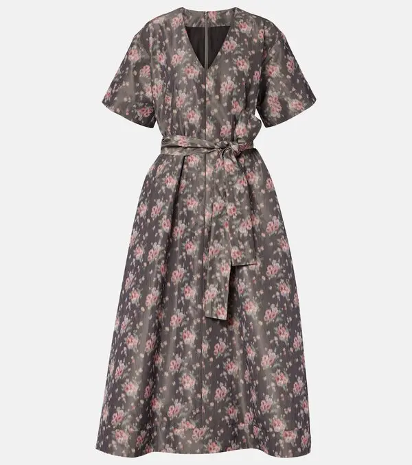 MARKARIAN Lunetta Floral Taffeta Midi Dress - Black