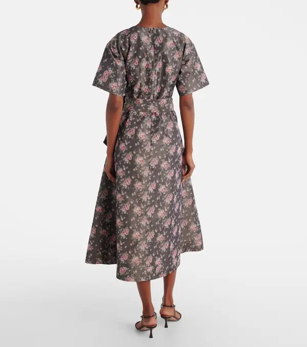 MARKARIAN Lunetta Floral Taffeta Midi Dress