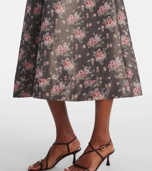 MARKARIAN Lunetta Floral Taffeta Midi Dress