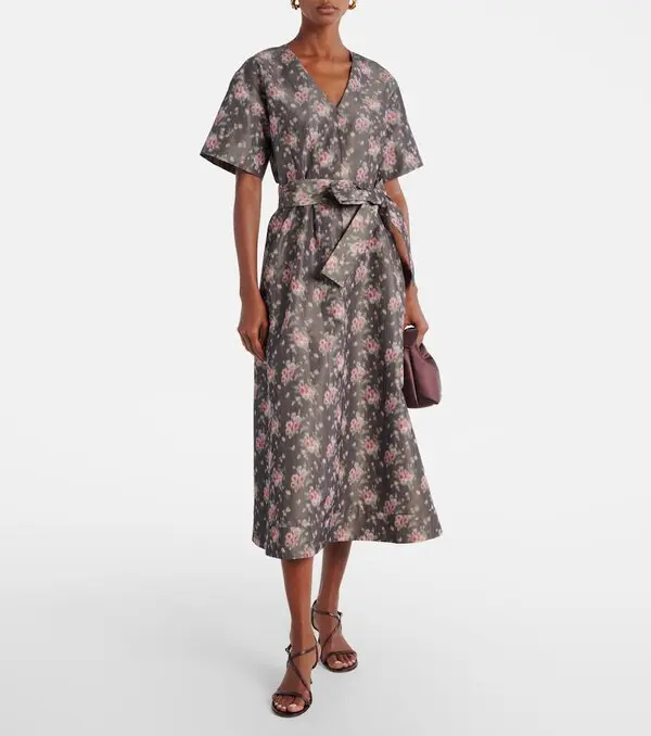 MARKARIAN Lunetta Floral Taffeta Midi Dress