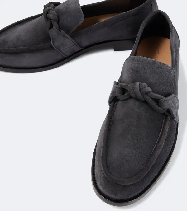 Bottega Veneta Astaire Knot Suede Loafers - Blue