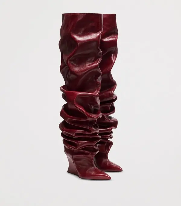 Balmain Leather Wedge Over-the-knee Boots