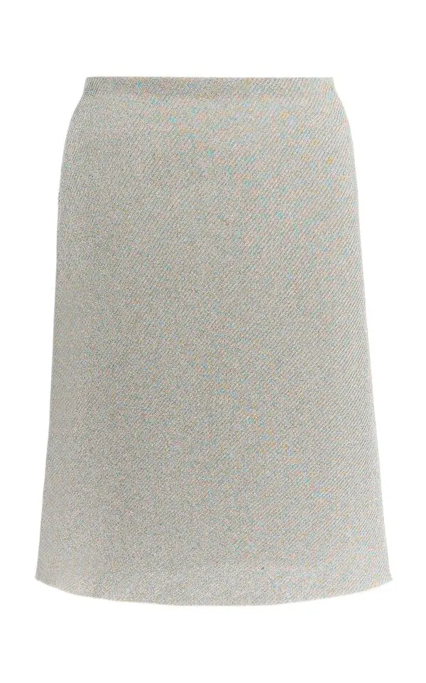 Miu Miu Ribbed-knit Midi Skirt With Flecks - Metallic