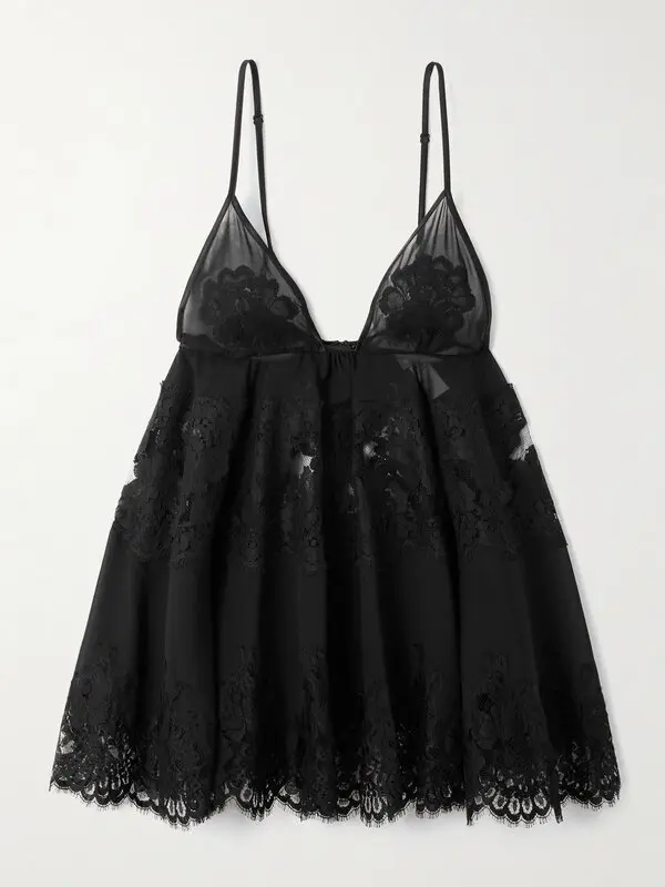 Dolce & Gabbana Chiffon Camisole With Scalloped Lace Trim