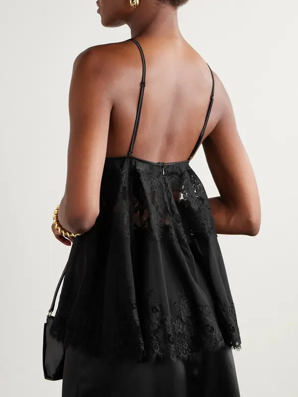 Dolce & Gabbana Chiffon Camisole With Scalloped Lace Trim
