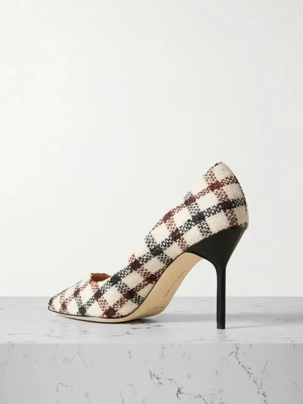 Manolo Blahnik Bb 90 Checked Tweed Pumps
