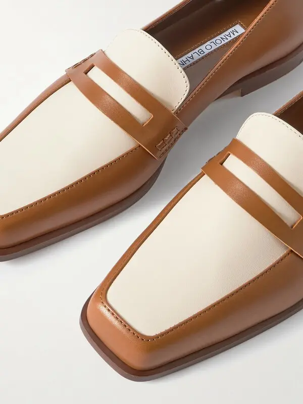 Manolo Blahnik Polonoff Two-tone Leather Loafers - Brown