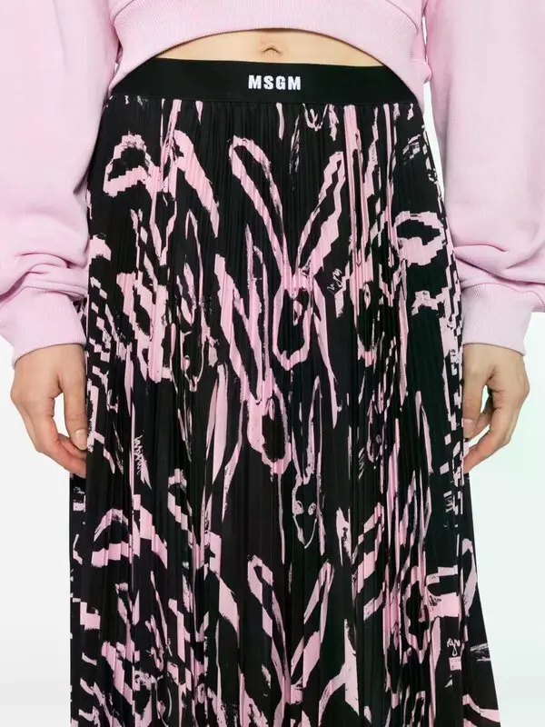 MSGM Pleated Printed Skirt