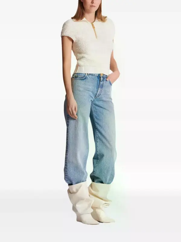 Balmain Zip-neck Short-sleeve Top