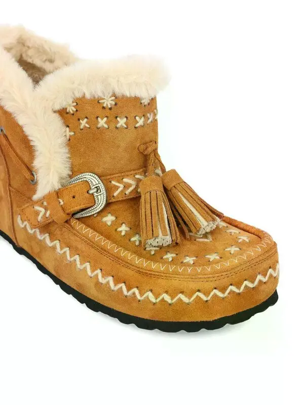 TAJI Tassel-embellished Suede Boots