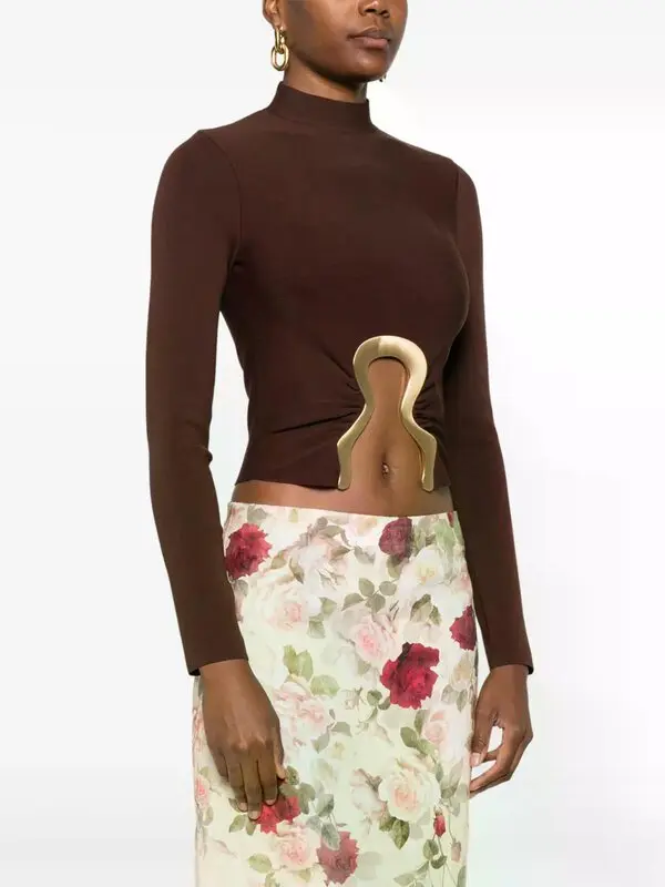 Cult Gaia High-neck Embellished Cropped Top
