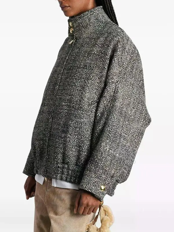 DARKPARK Herringbone Pattern Bomber Jacket