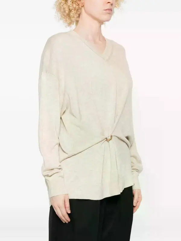 Isabel Marant Étoile Chiraz V-neck Ring-detail Sweater - Neutrals