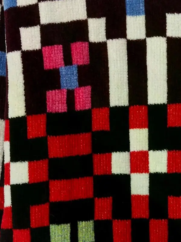 La DoubleJ Geometric Pattern High Neck Sweater