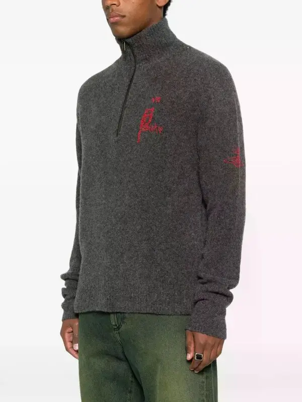 VIVIENNE WESTWOOD Embroidered Logo Half-zip Sweater