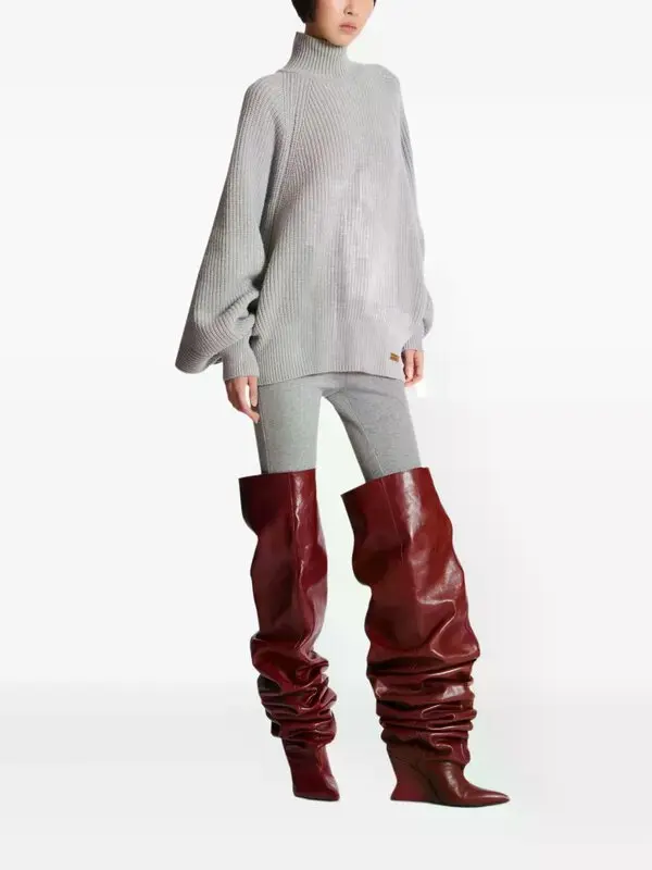 Balmain Ribbed Turtleneck Jumper With Balloon Sleeves
