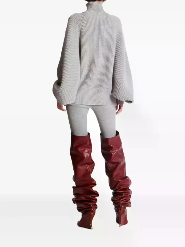Balmain Ribbed Turtleneck Jumper With Balloon Sleeves
