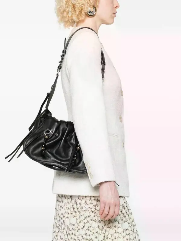 Isabel Marant Étoile Bolton Pleated Drawstring Shoulder Bag - Black