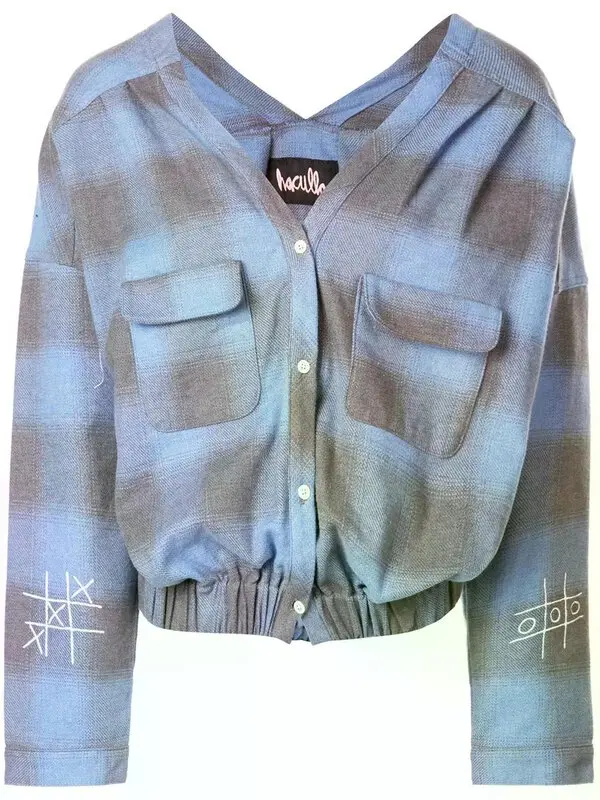 HACULLA. Plaid Blouse With V-neck And Elasticated Waistband - Blue
