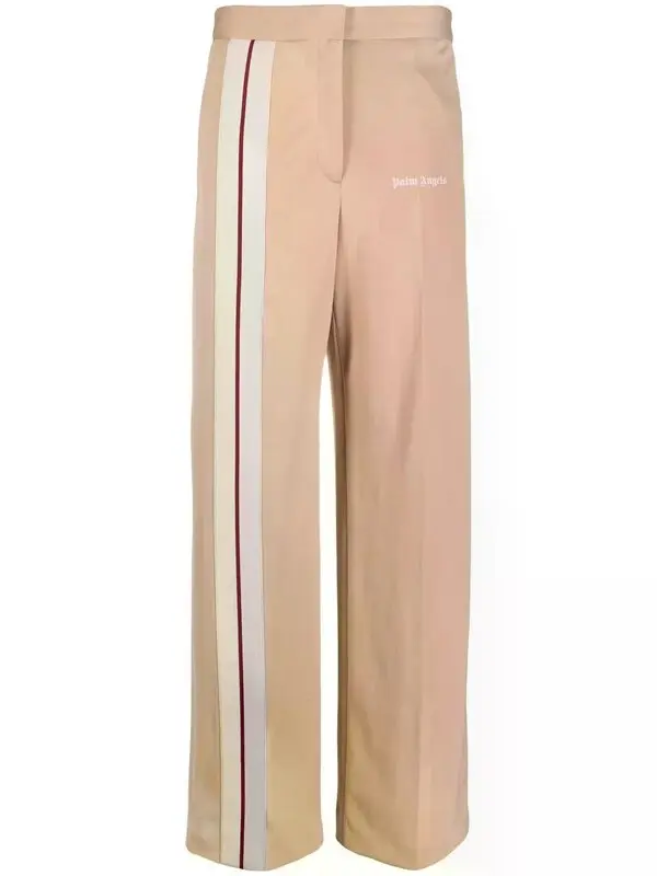 Palm Angels Logo Print Wide Leg Trousers - Neutrals