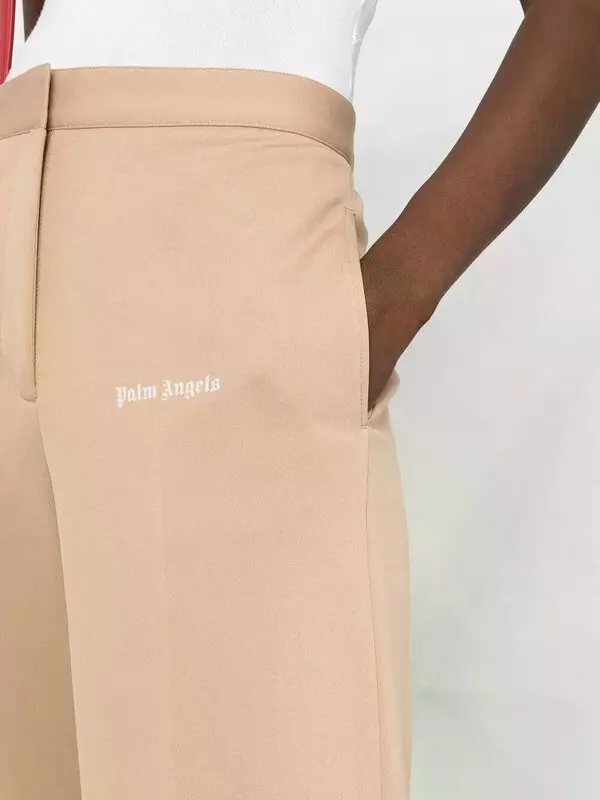 Palm Angels Logo Print Wide Leg Trousers