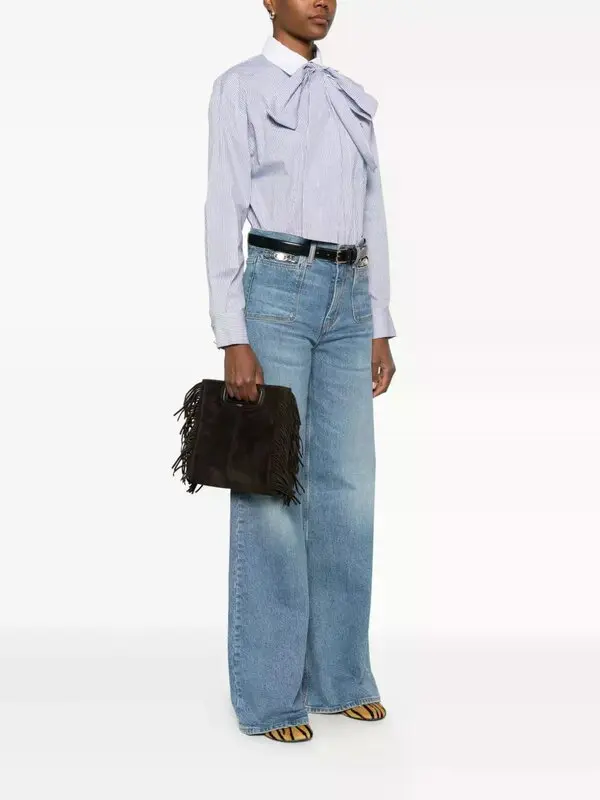 Maje Fringe Leather Tote Bag - Brown