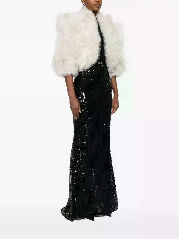 Elie Saab Feather-trimmed Cropped Jacket