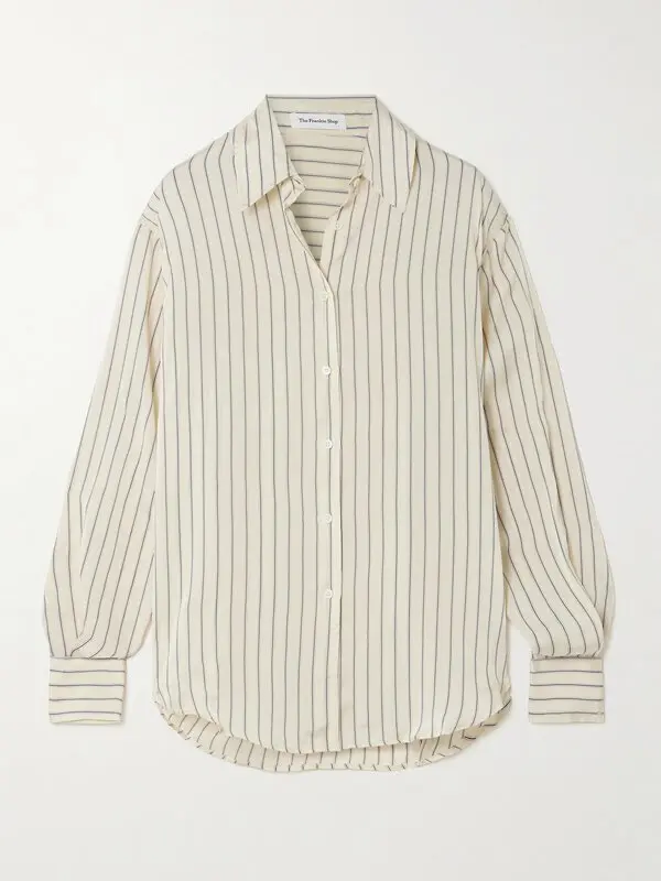 THE FRANKIE SHOP Peri Pinstriped Satin Shirt - Neutrals