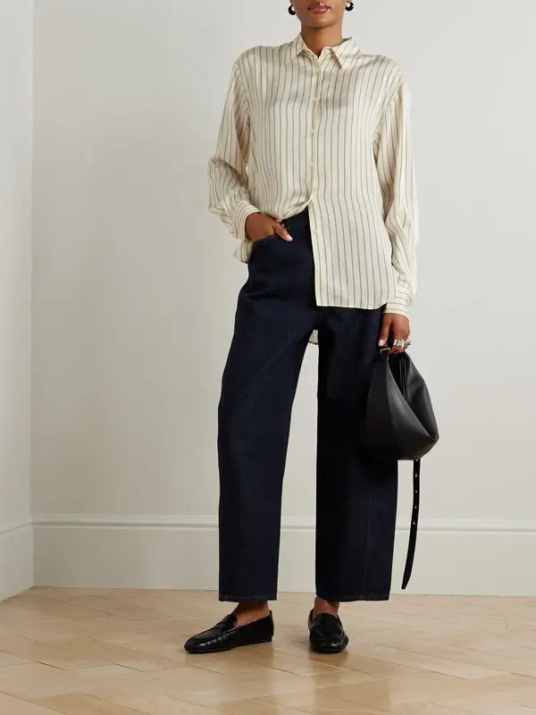 THE FRANKIE SHOP Peri Pinstriped Satin Shirt